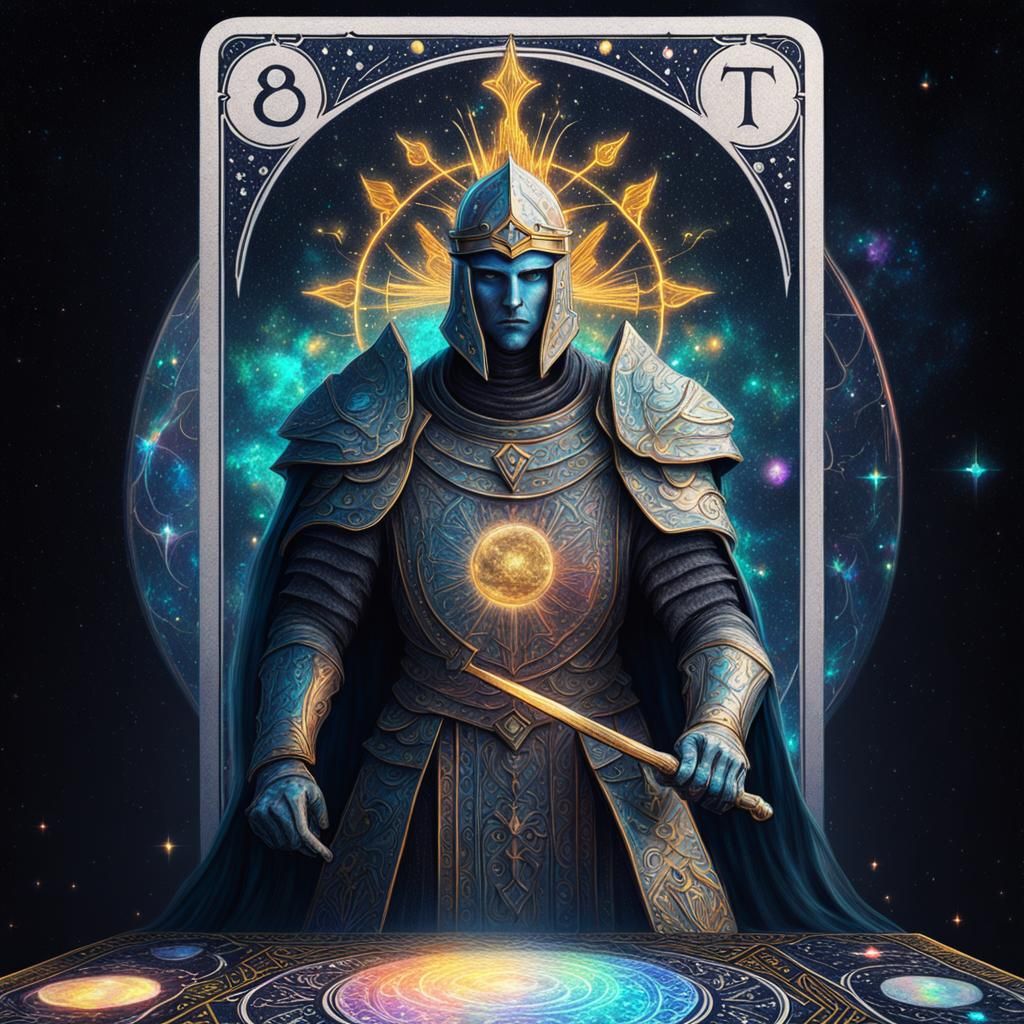 Knight popping out a Tarot card - AI Generated Artwork - NightCafe Creator