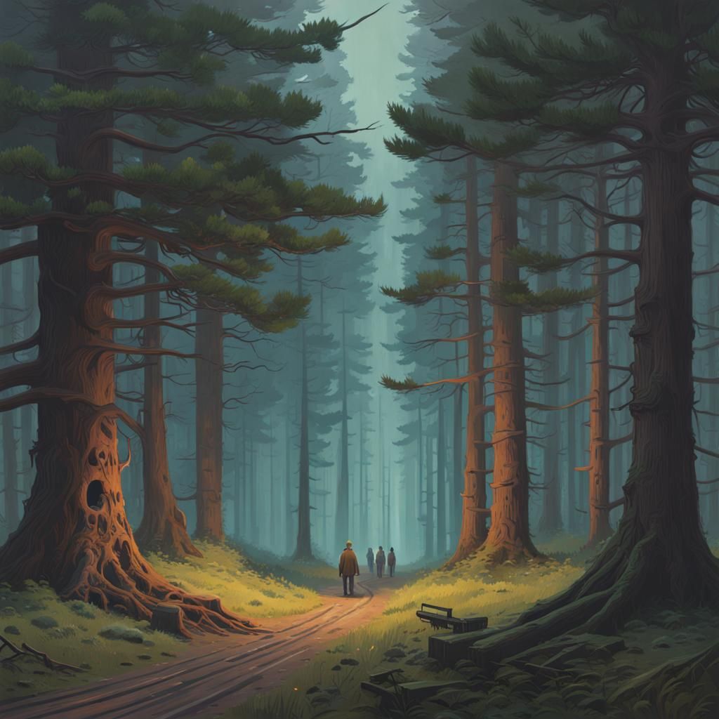 eldritch forest, science fiction by Simon Stålenhag - AI Generated ...