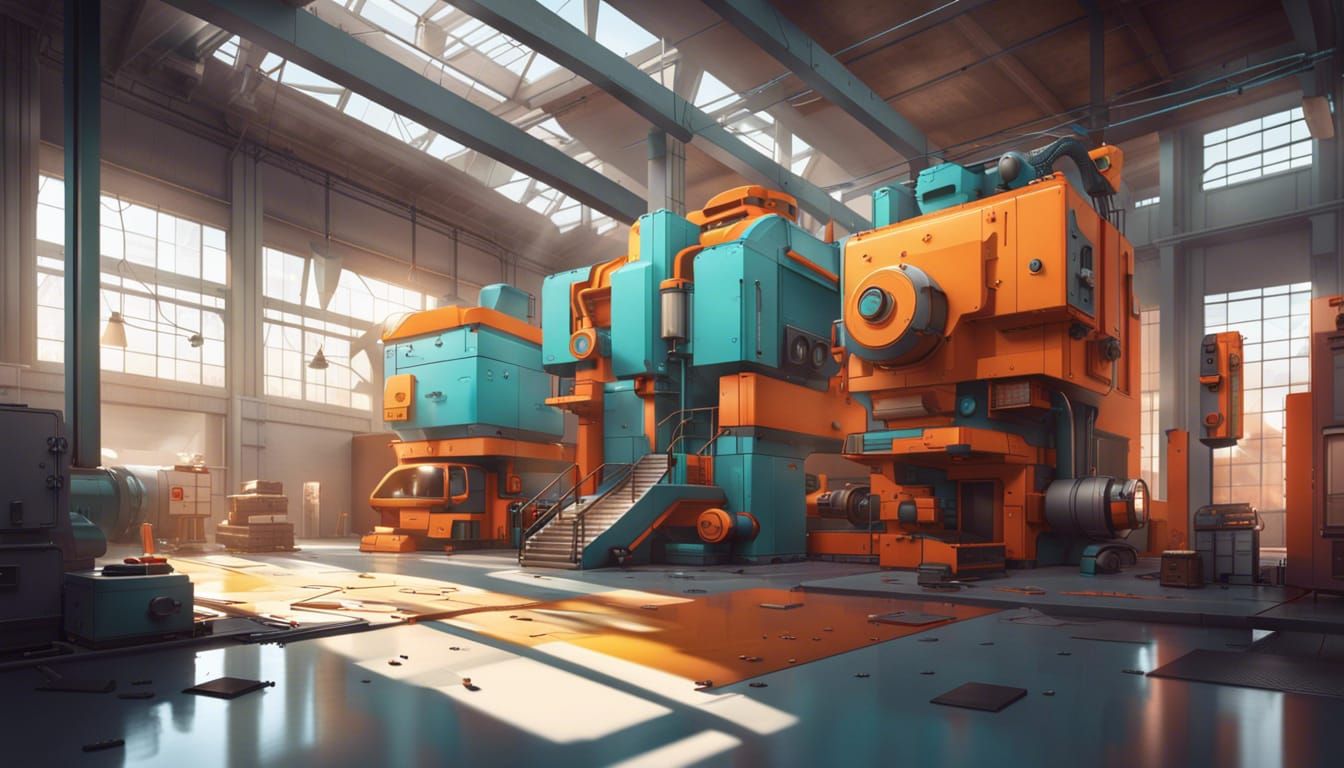 The modern factory interior is simplified - AI Generated Artwork ...