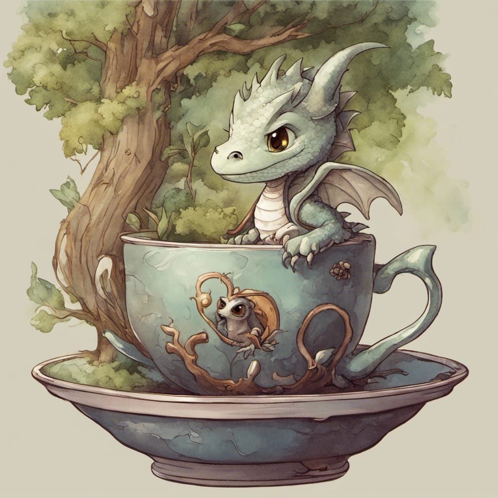 Treehouse Teacup Thursday Dragon - AI Generated Artwork - NightCafe Creator