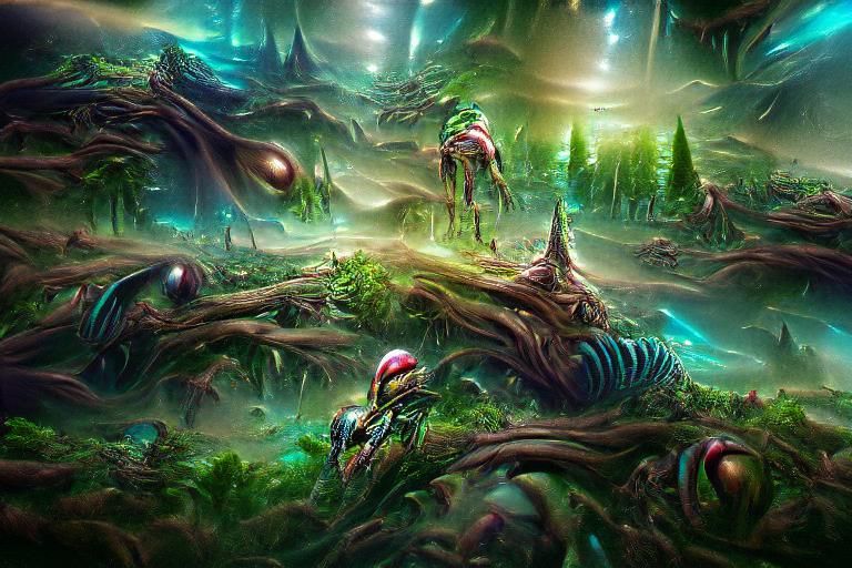 Alien forest on planet Jupiter by Dan LuVisi and Vincent di Fate ...