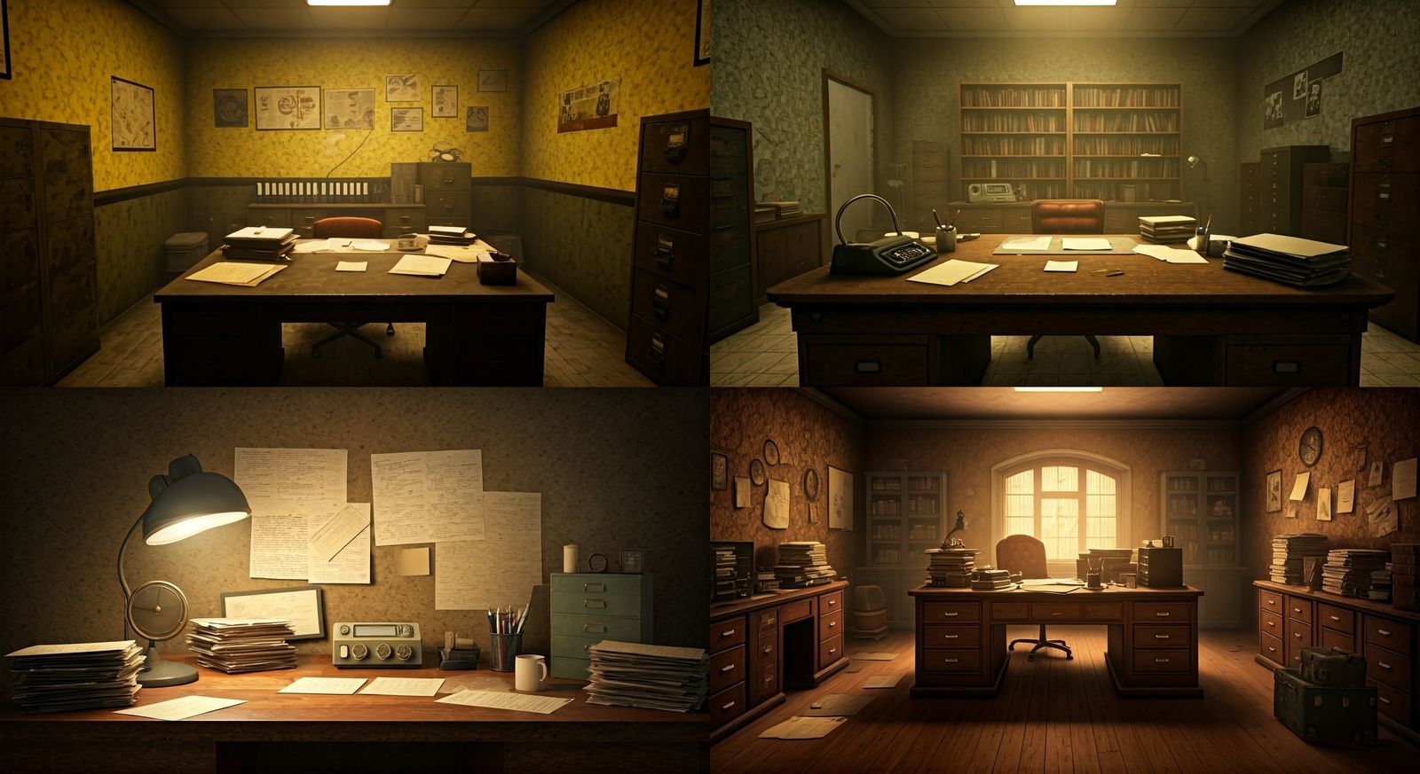 1950s-Style Office Scene with Realistic Desk and P... - AI Art