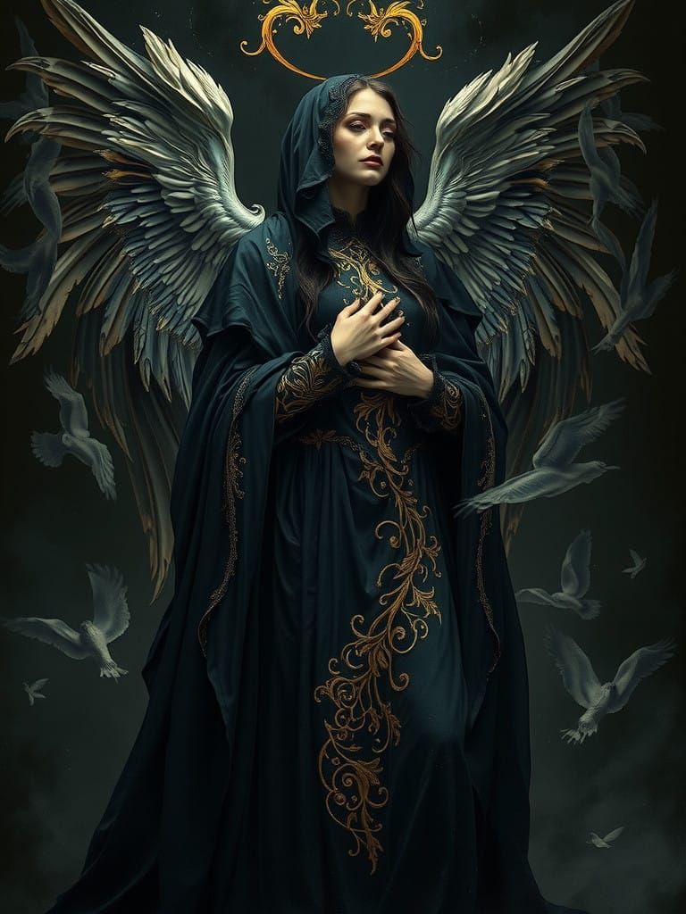 Black baroque angel - Baroque Angel in a Haunting Aura