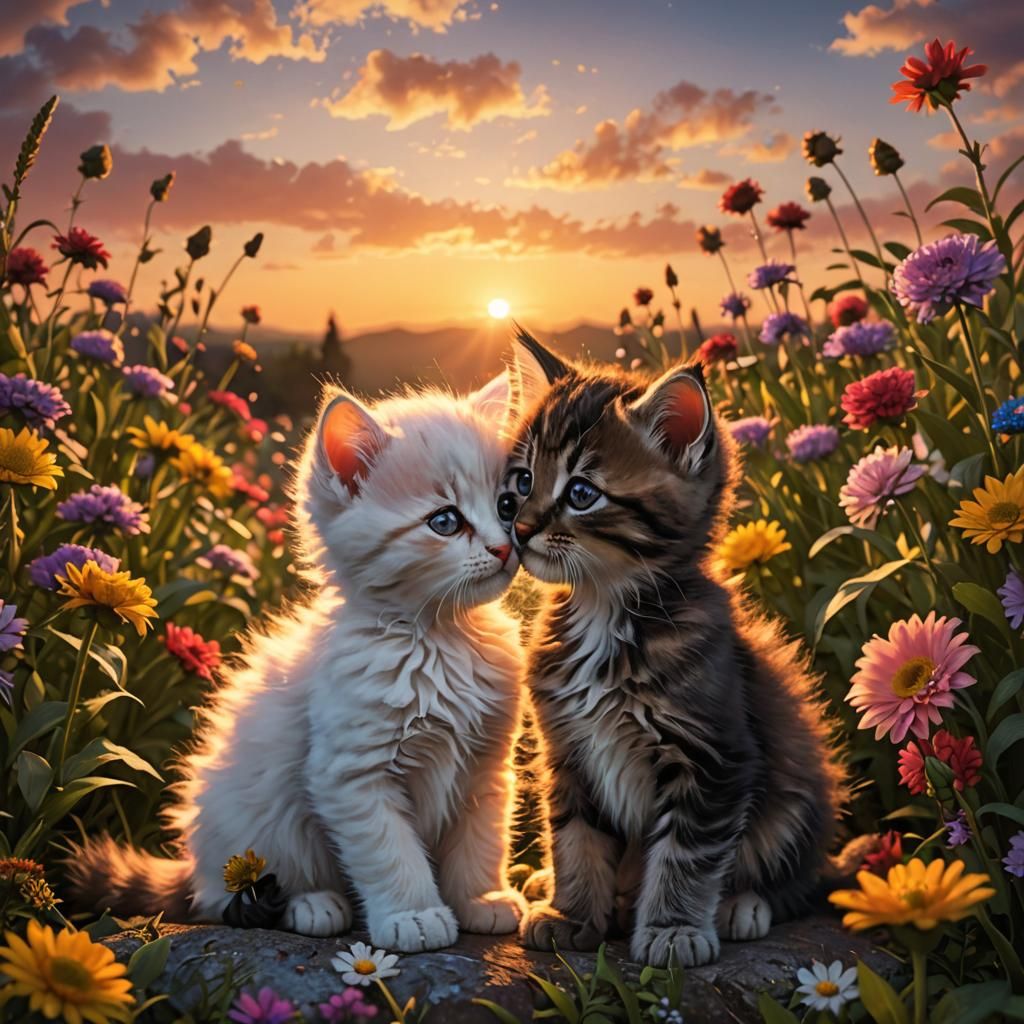 Kittens in the sunset - AI Generated Artwork - NightCafe Creator