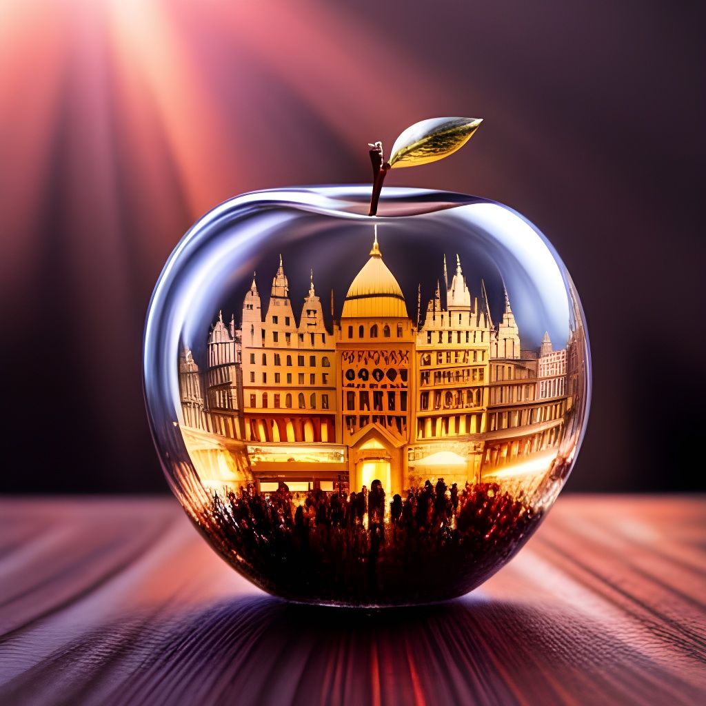 Crystal Glass Apple containing a Magnificent Architectural Structure in ...