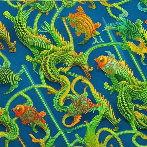 mc escher lizard pattern - AI Generated Artwork - NightCafe Creator
