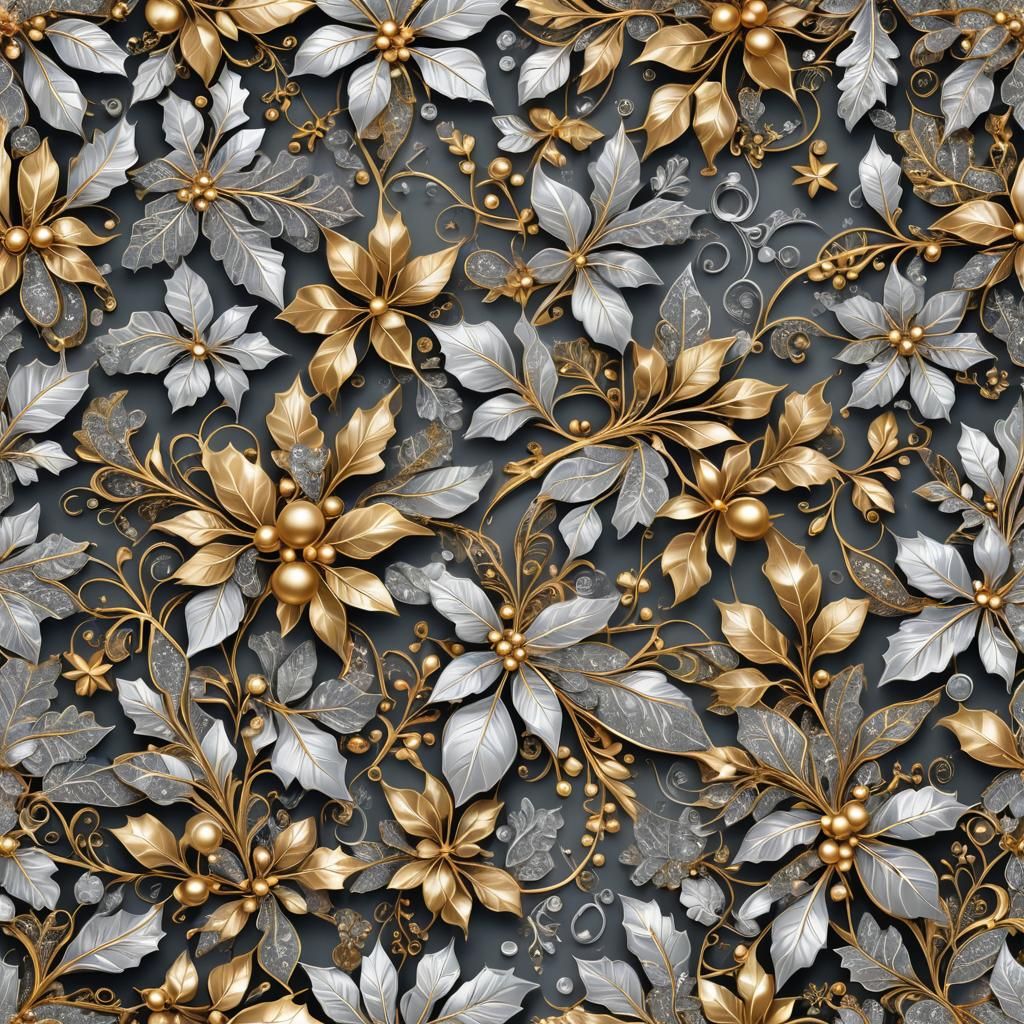 Silver and Gold Foliage 2 - AI Generated Artwork - NightCafe Creator