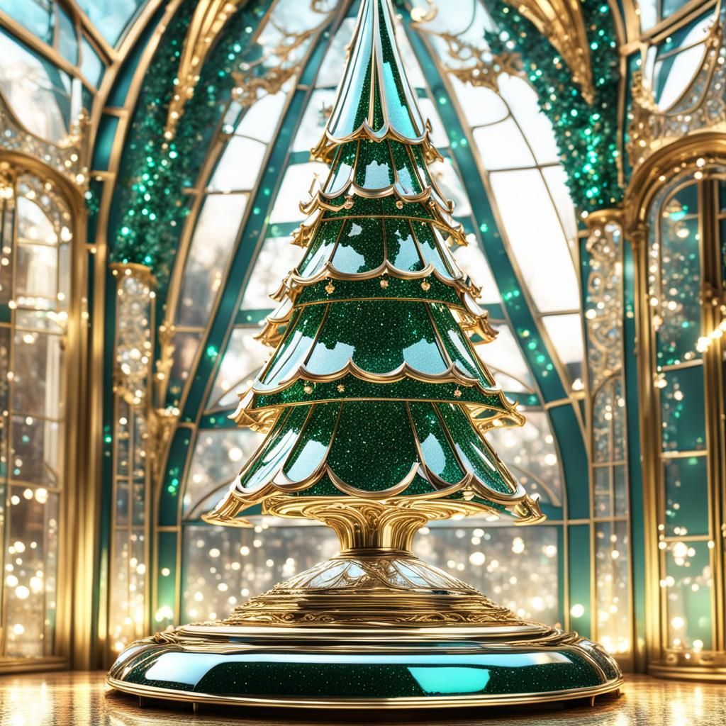 Glass & Metal Xmas Tree - 6 - AI Generated Artwork - NightCafe Creator