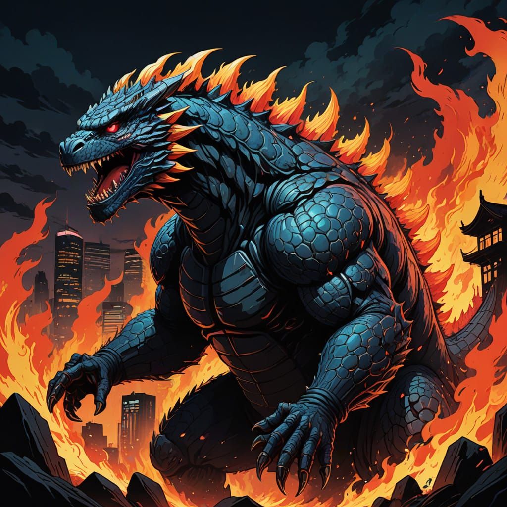 Gothic Apocalypse Goddess Ignites Hellfire Inferno - AI Art