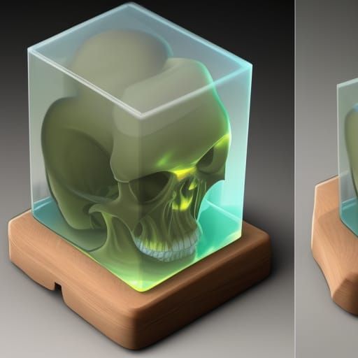 gelatinous cube translucent, skull inside - AI Generated Artwork ...
