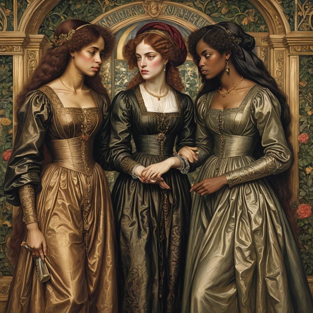 Art by Dante Gabriel Rossetti, Quattrocento Renaissance style, two ...