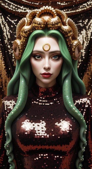 Catholic Cthulhu Goddess in Elegant Storefront Set... - AI Art