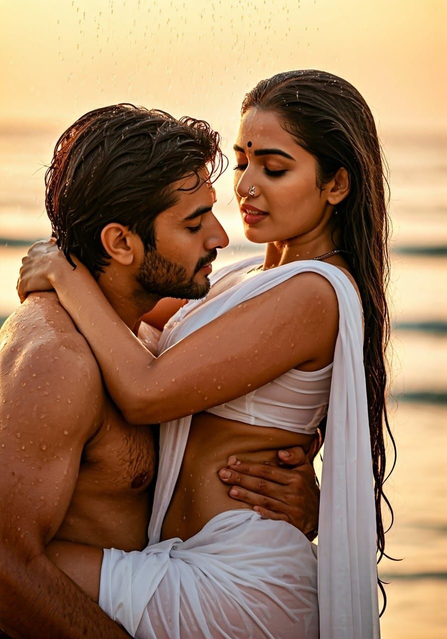 Goddess of the Indian Shoreline in Warm Golden Lig... - AI Art