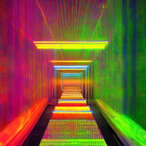 16k resolution, art by Thomas Wilfred, Dan Flavin, layered hologram ...