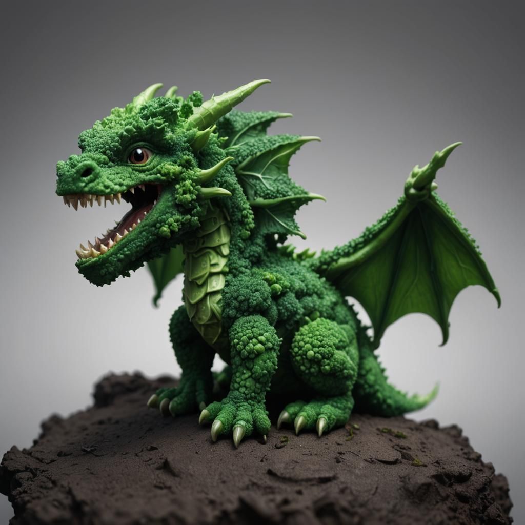 Dragon made of broccoli chibi - AI Generated Artwork - NightCafe Creator