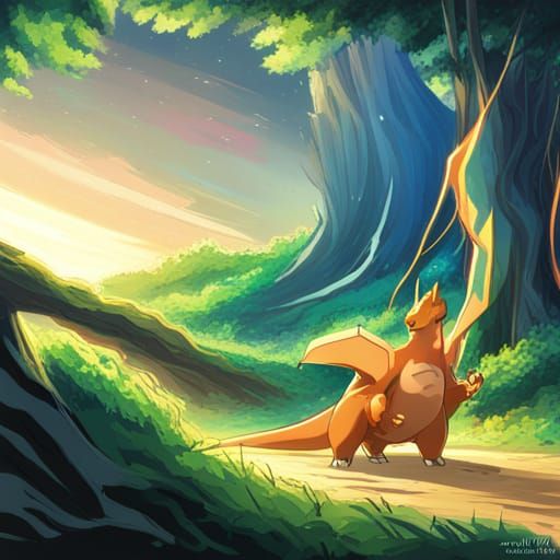 Charizard Walking thru the forest - AI Generated Artwork - NightCafe ...