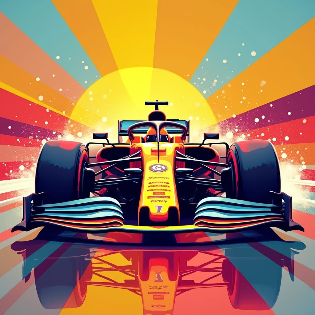 Stunning Formula 1 Scene in Triadic Colors - AI Art