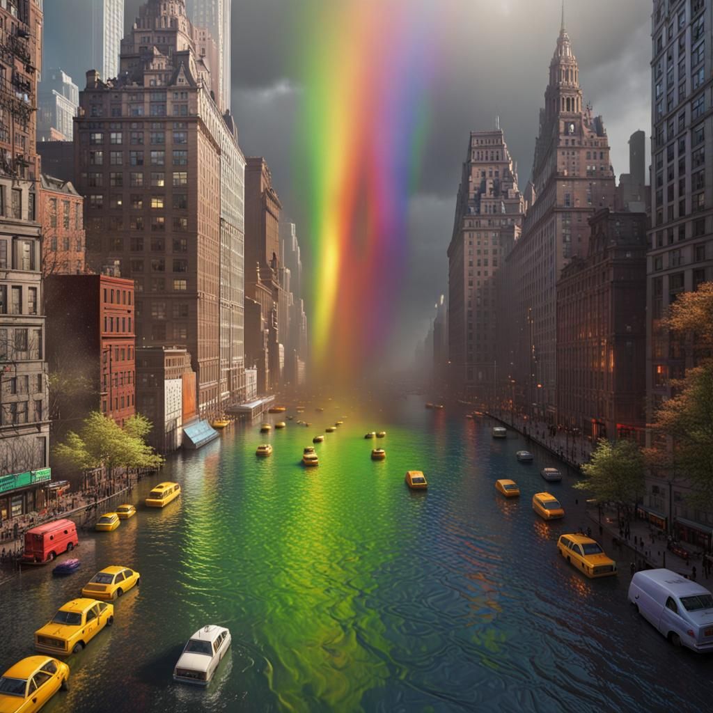 New York rainbow disaster - AI Generated Artwork - NightCafe Creator