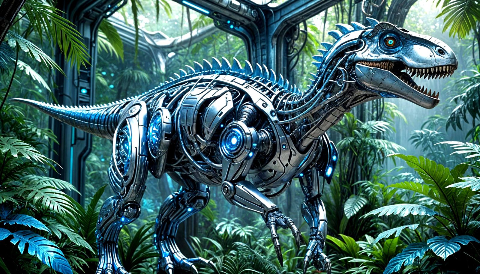 Mechanical Velociraptor - Robotic Velociraptor in Futuristi...