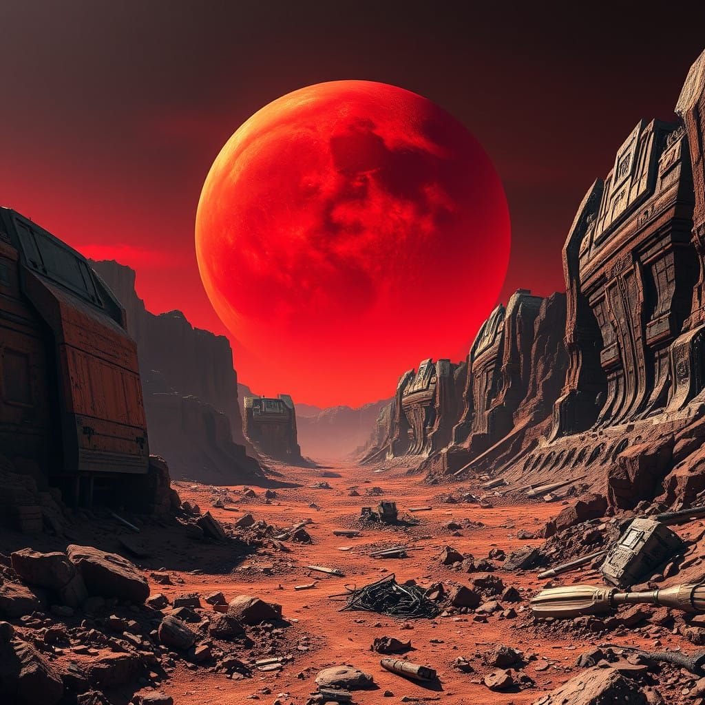 alien world - Cyberpunk Apocalypse on a Crimson Alien World