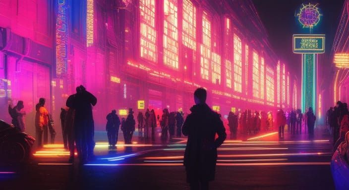 Neon Nightlife - AI Generated Artwork - NightCafe Creator
