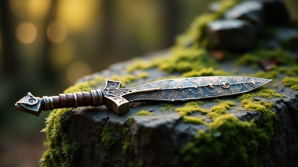 Mystical Dagger in Ancient Setting, Fantasy Art - AI Art