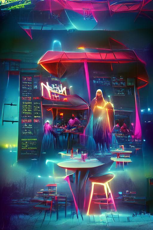 The NightCafe by Vincent Di Fate and Beeple digital illustration ...