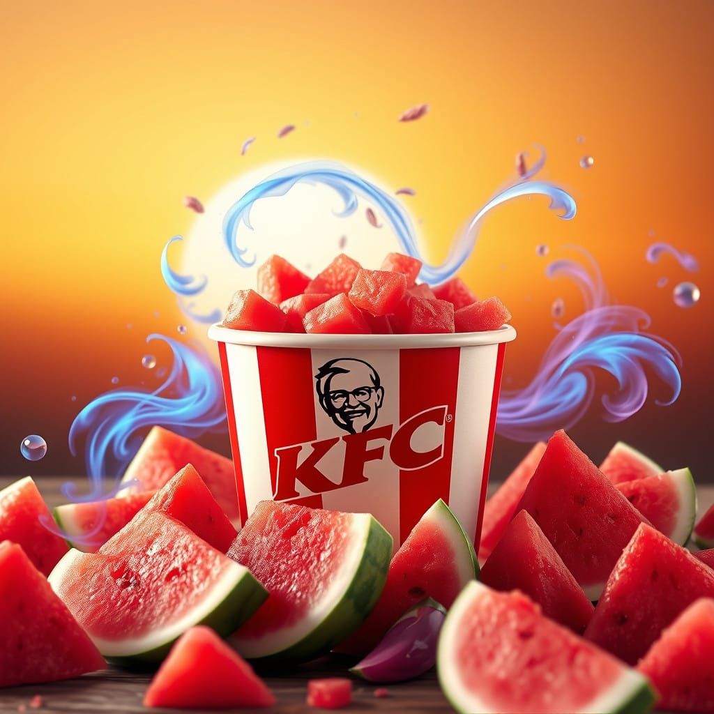 watermelon eating kfc - Surreal Watermelon Feast in a Summer...