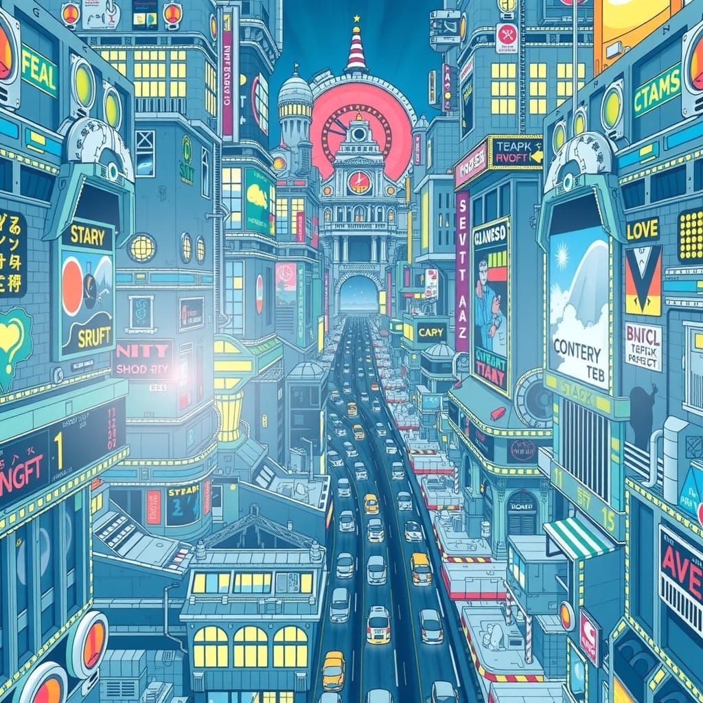 Citadel Center - Surreal Futuristic Cityscape at Night in V...