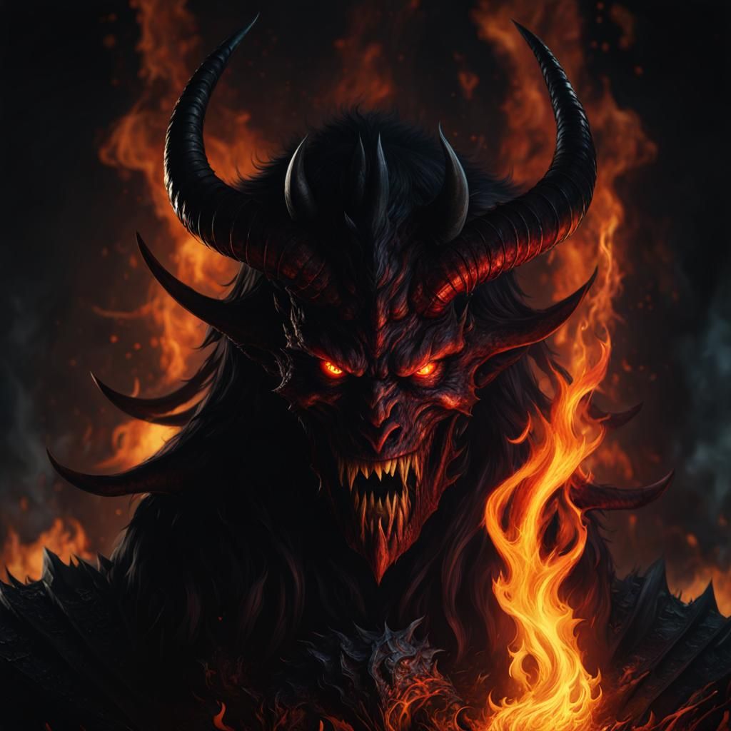 Scary evil demon lord. Dark fantasy, Dark fire and flame. - AI ...
