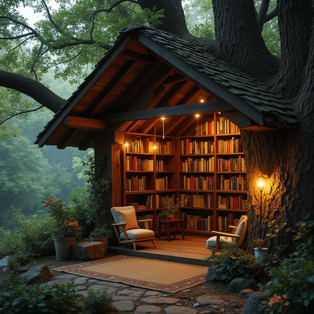 Treehouse library. - Whimsical Treehouse Library