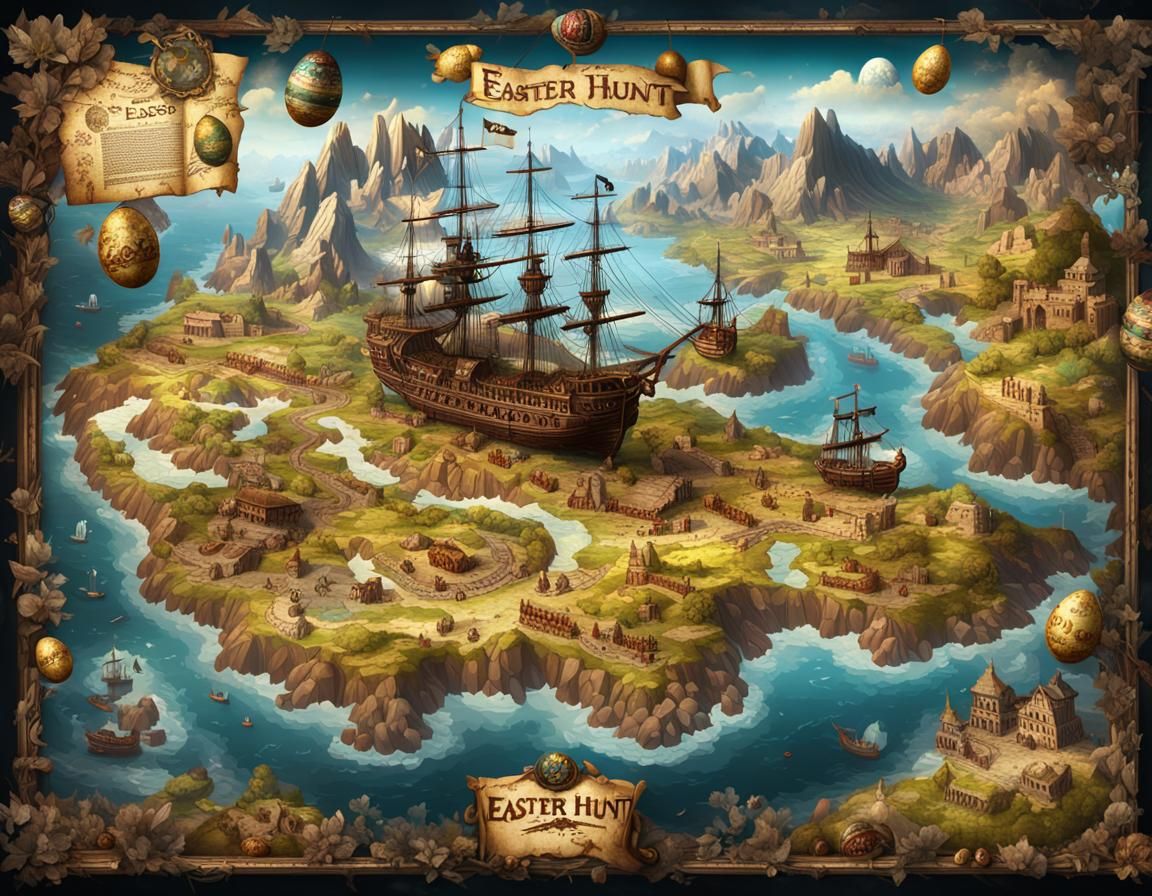 Easter egg hunt map - AI Generated Artwork - NightCafe Creator