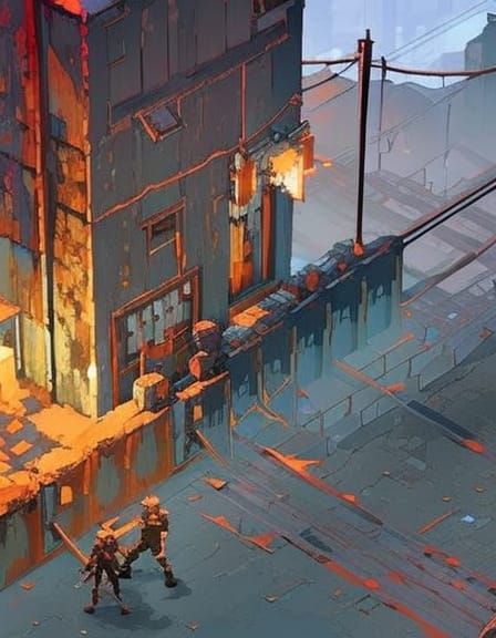 16k resolution artwork, a mysterious figure in a bleak urban landscape ...