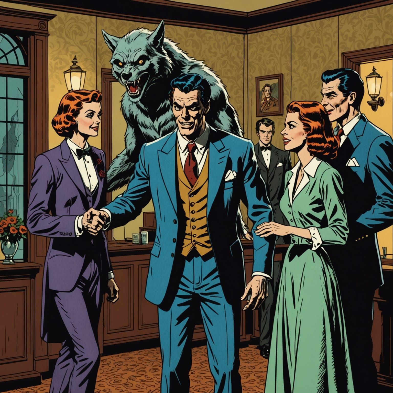 Vintage Comic Style Ghost Butler Welcomes Loyal We... - AI Art