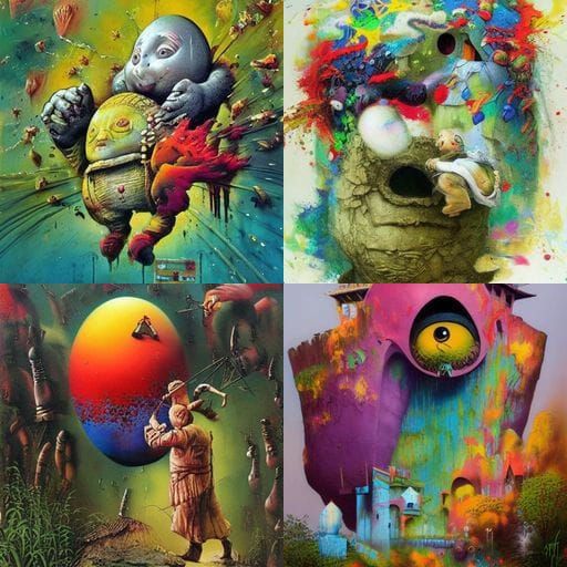 Humpty Dumpty in Dark Surrealist Style - AI Art