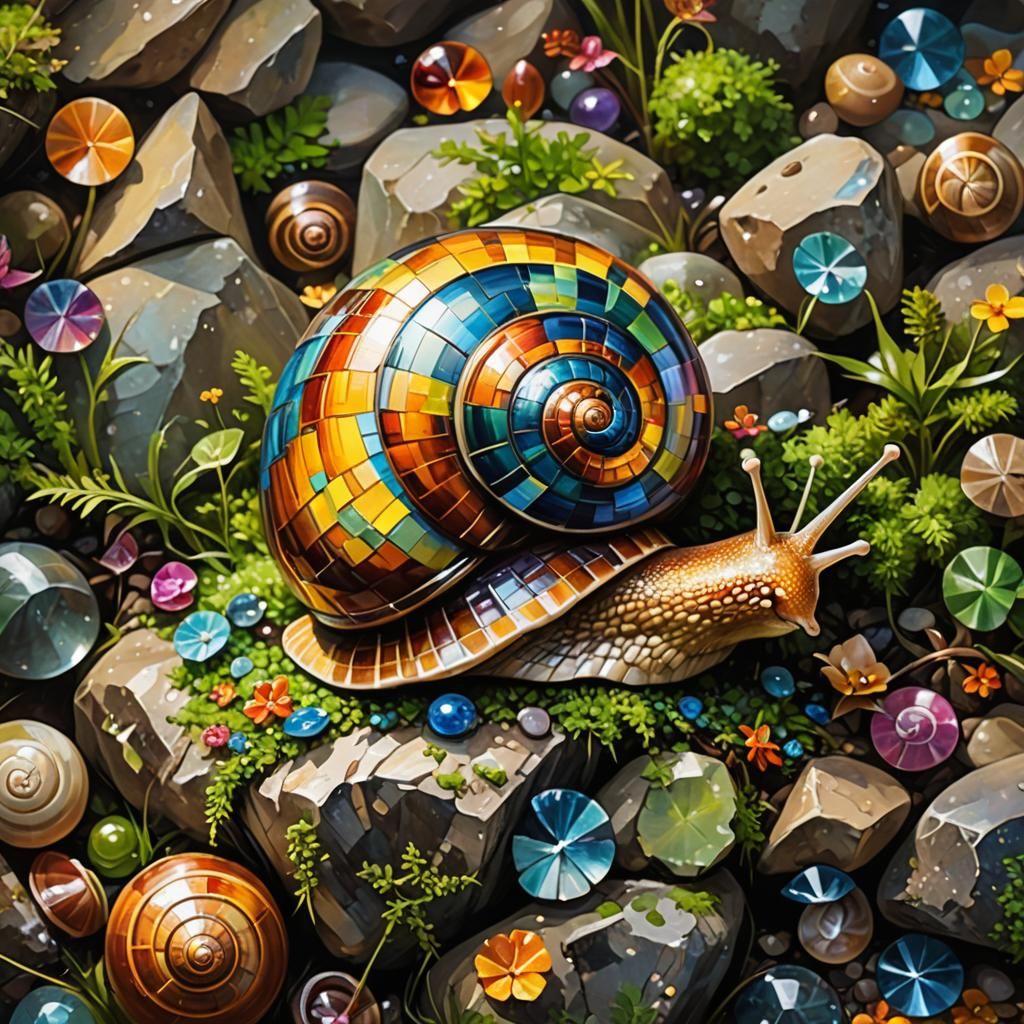 Mosaic style snail - AI Generated Artwork - NightCafe Creator