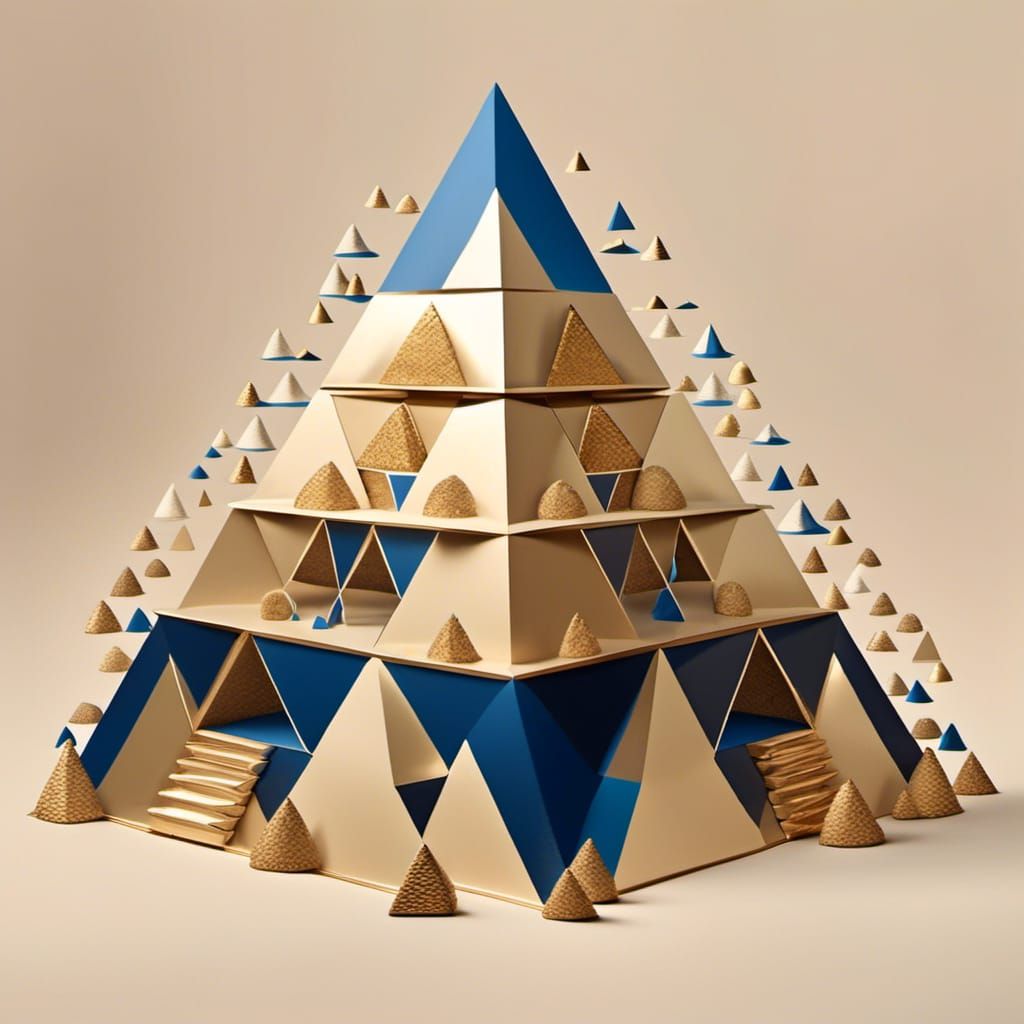 The image is a three-dimensional digital illustration of a geometric ...