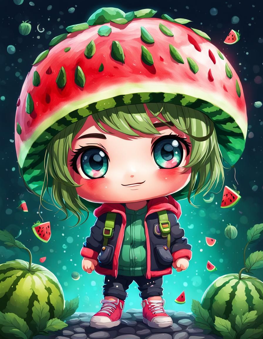 Watermelon Chibi - AI Generated Artwork - NightCafe Creator