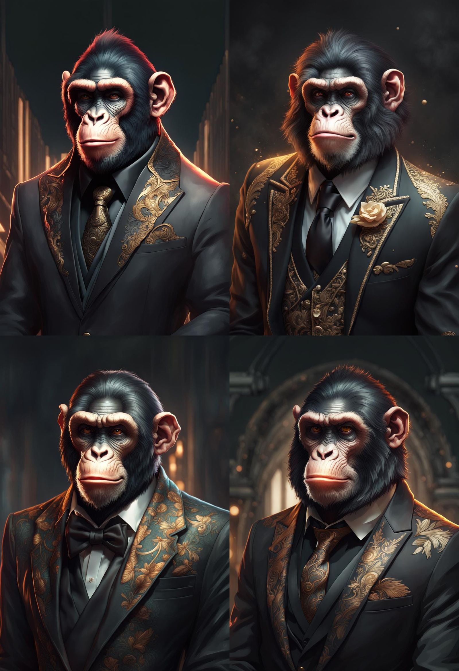 A anthropomorphic Ape wearing a fancy black suit - AI Generated Artwork ...