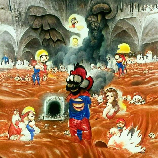 Super mario in hell - AI Generated Artwork - NightCafe Creator