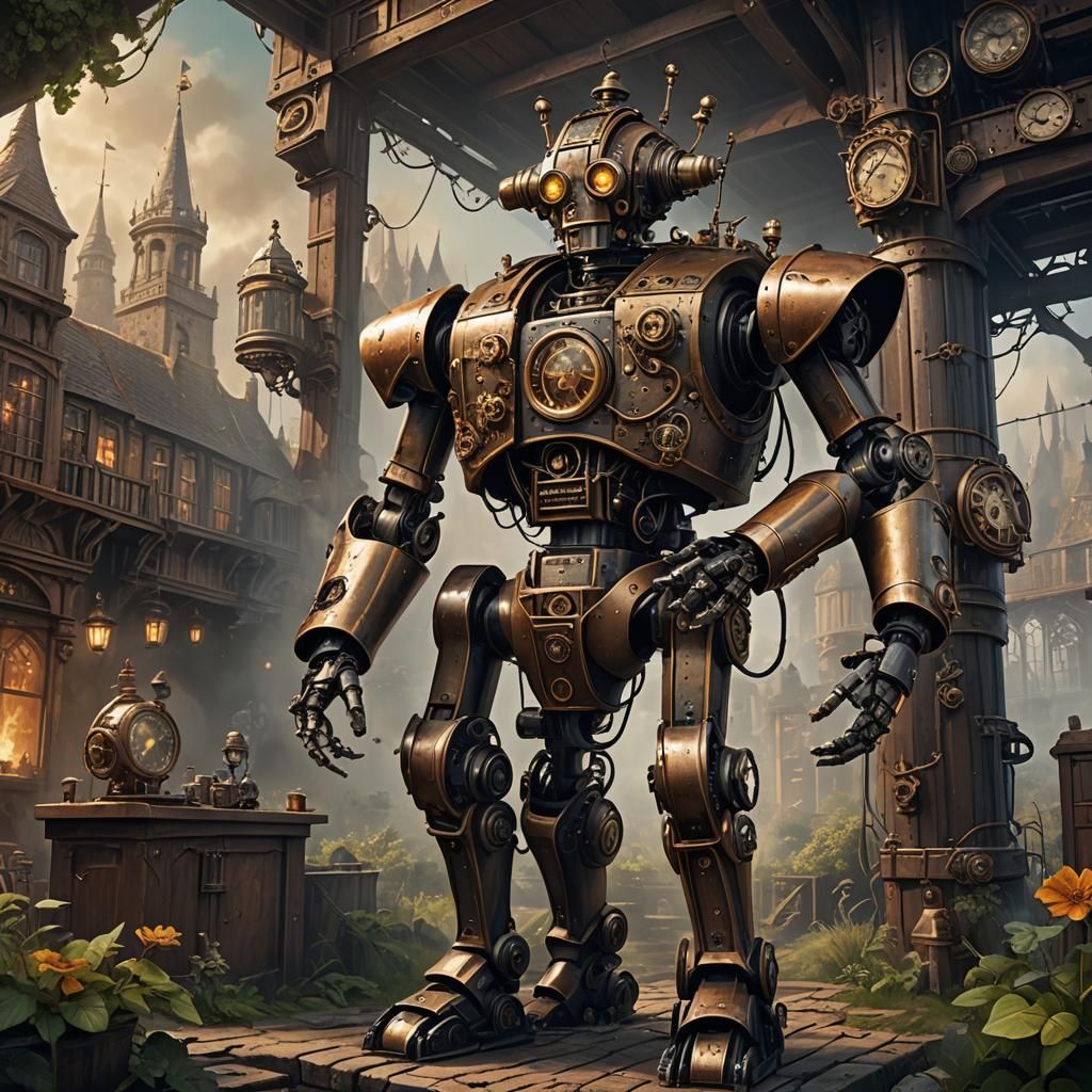 Steampunk android - AI Generated Artwork - NightCafe Creator