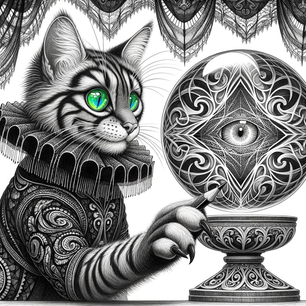 Mysterious Haitian Cat Confronts Enchanted Crystal... - AI Art