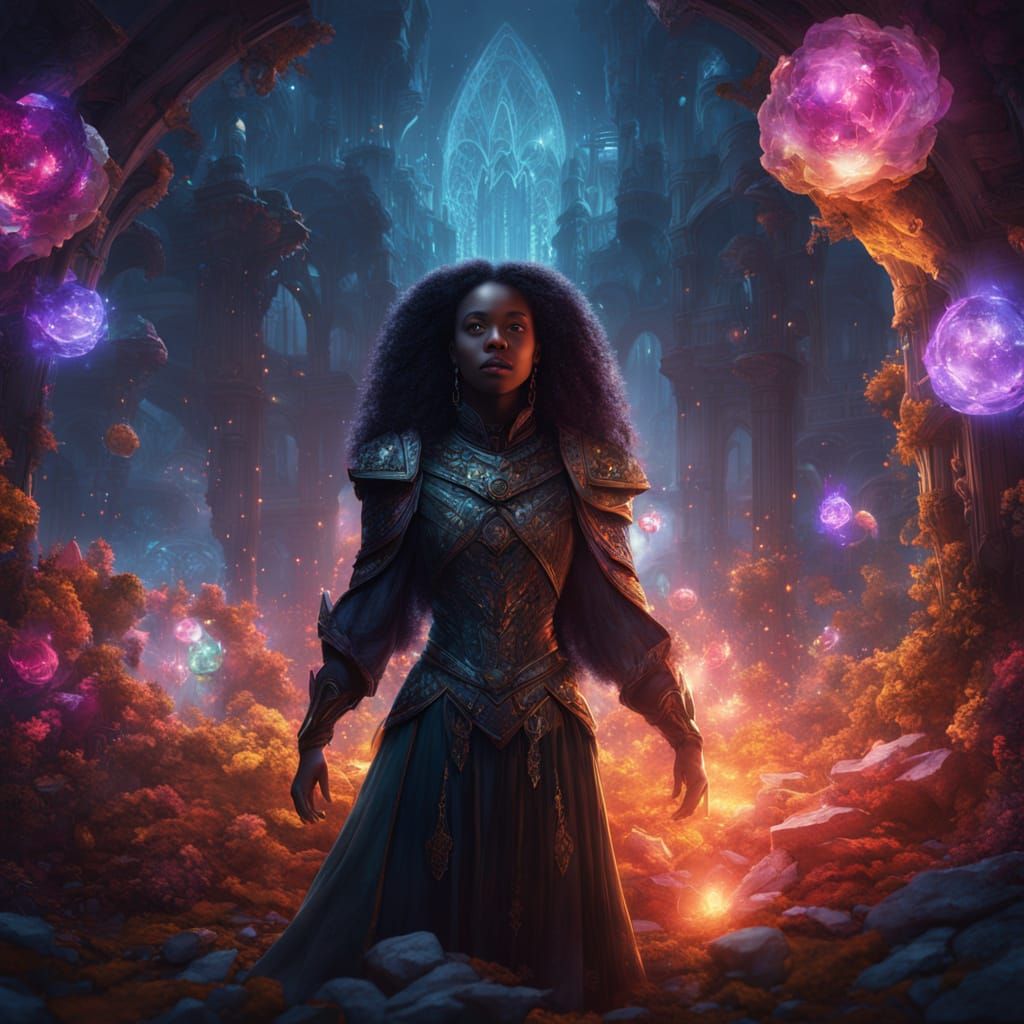 Vampire Surrounded by Prismatic Crystals in Matte ... - AI Art