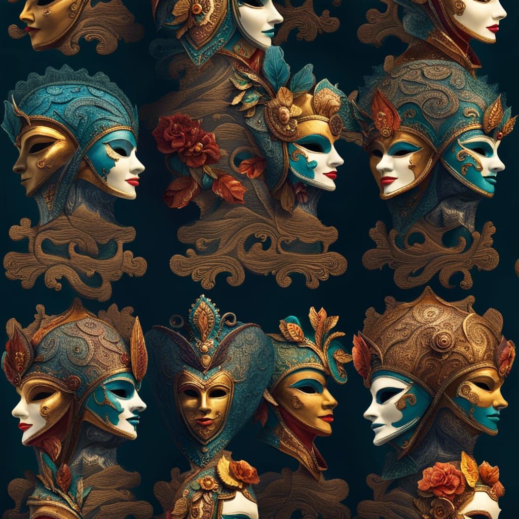 Masks of carnival of venice, detailed recreation of a Venetian ...