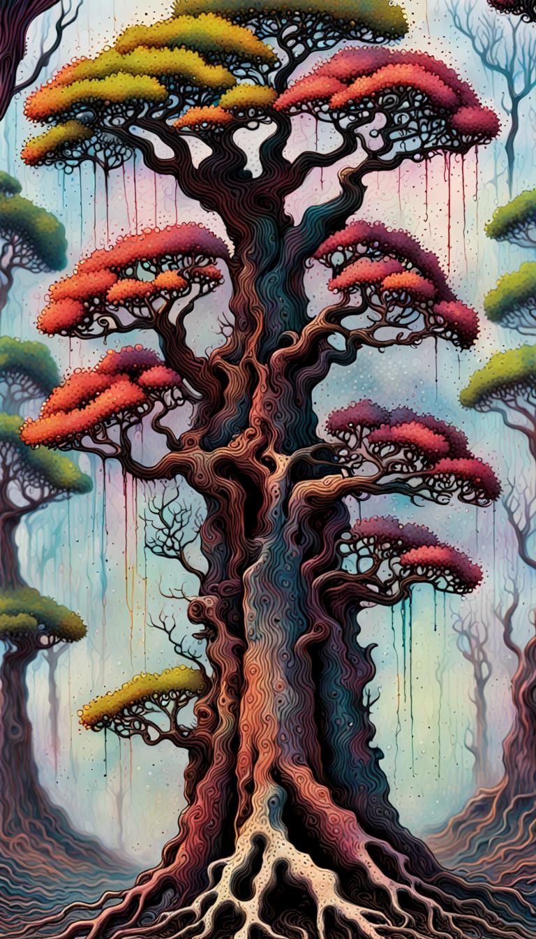 Neural style miniature Banzai trees neural art, photorealistic, johan ...