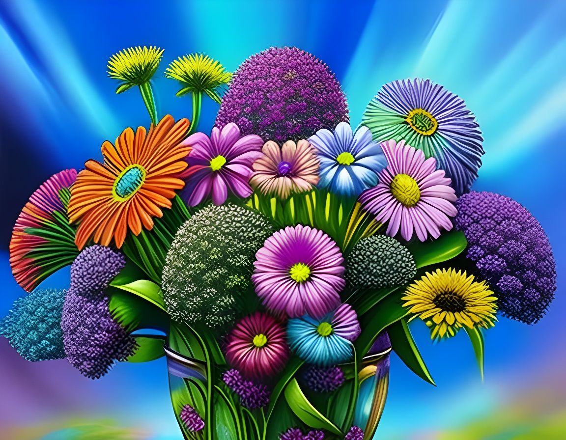 Rainbow Wild Flowers - AI Generated Artwork - NightCafe Creator