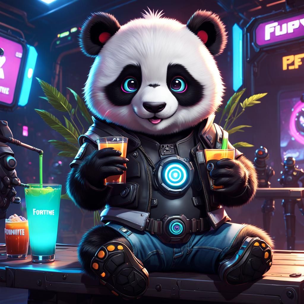 Cutie Panda in Cyberpunk city - AI Generated Artwork - NightCafe Creator