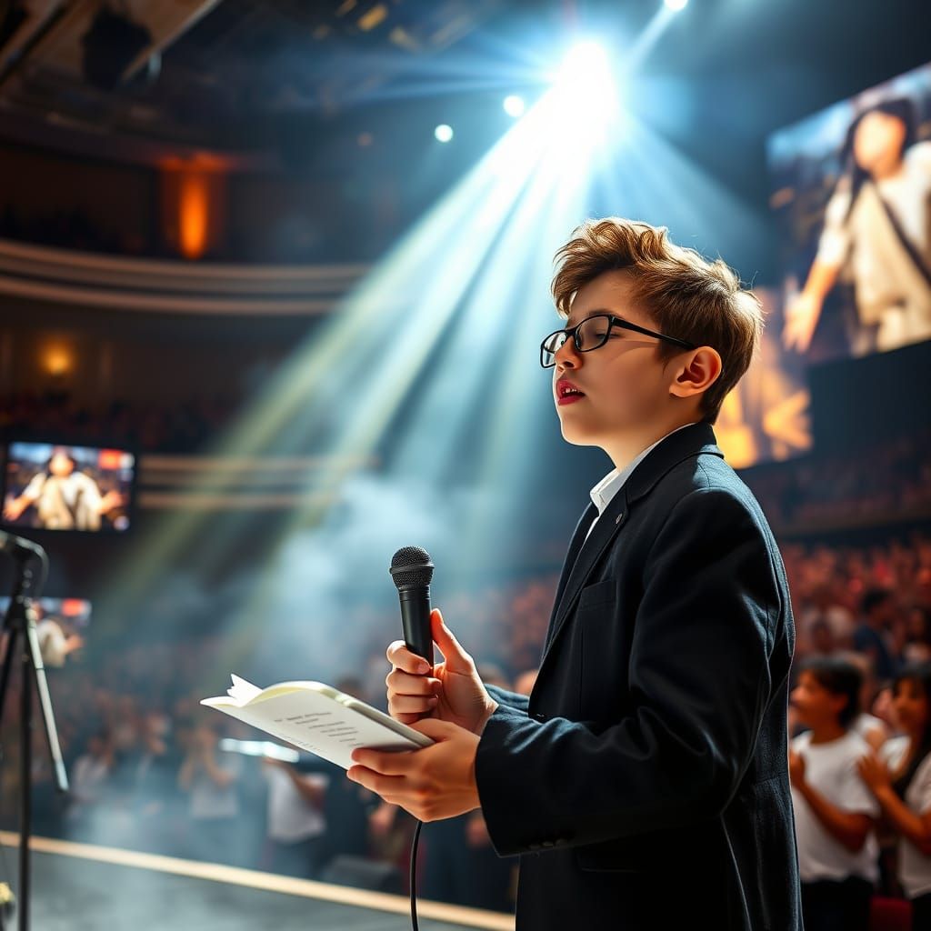 Young Hasidic Singer Performs with Emotional Devot... - AI Art