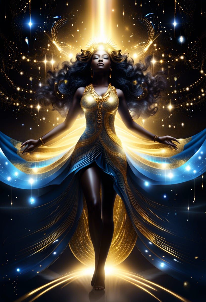 A symphonic flow of shining music turning into a goddess of light 9 ...