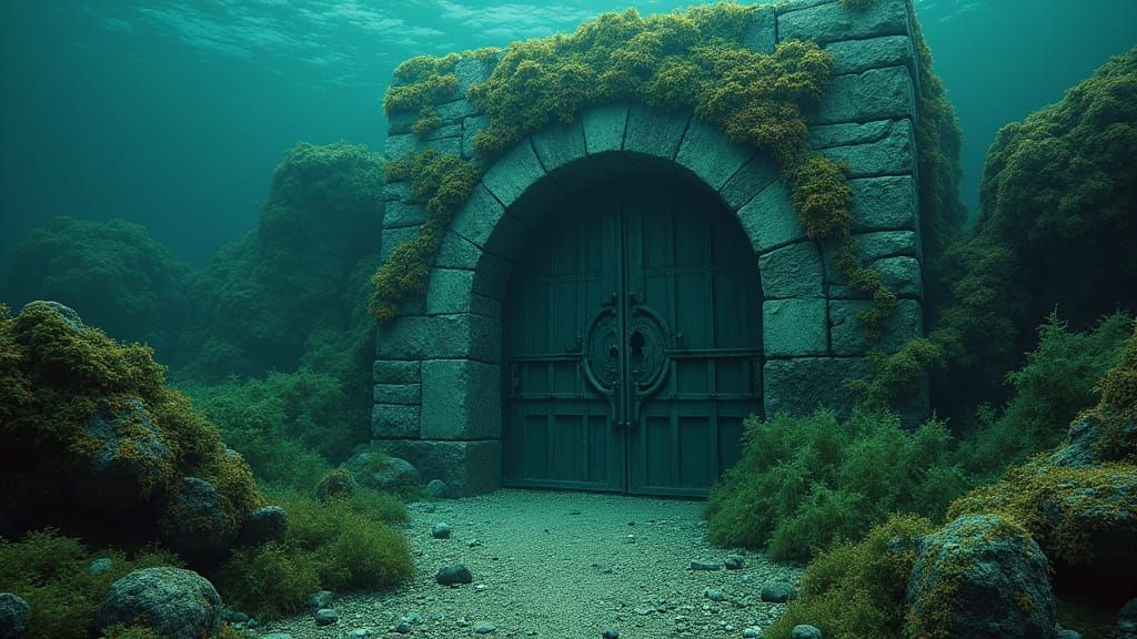 Ancient Underwater Gate to the Sunken Temple of th... - AI Art